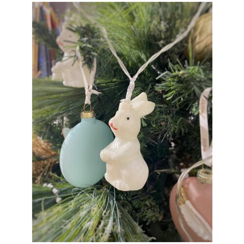 Гирлянда новогодняя украшение декор на елку /окно светодиодная Зайцы / Кролики на 10 LED ламп, длина 220 cм, теплый белый, на 2 элемента питания AA