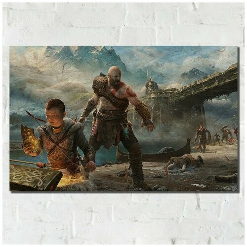 Картина интерьерная на рельефной доске ОСП Игра God Of War Ragnarok - 16007