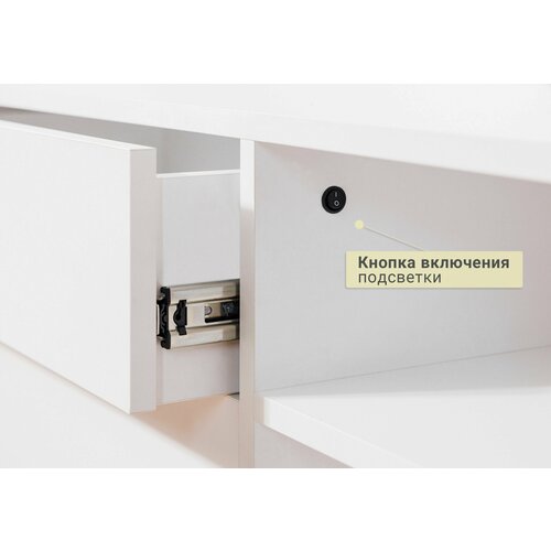 Тумба под ТВ телевизор с подсветкой и управлением подсветкой через колонки Яндекс Алиса, VK Маруся, Google