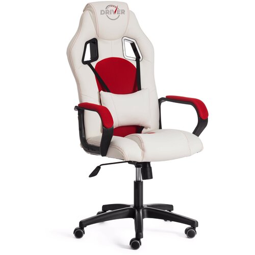 Компьютерное кресло TetChair Driver 22 игровое, обивка: искусственная кожа/текстиль, цвет: белый/красный, 36-01/TW-08