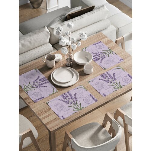 Набор прямоугольных тканевых салфеток на стол для сервировки JoyArty "Цветочный винтаж" плейсмат, 30x46 см, 4шт.