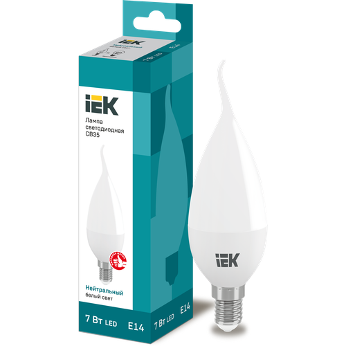 Лампа светодиодная IEK ECO свеча на ветру 4000K, E14, CB35, 7 Вт, 4000 К