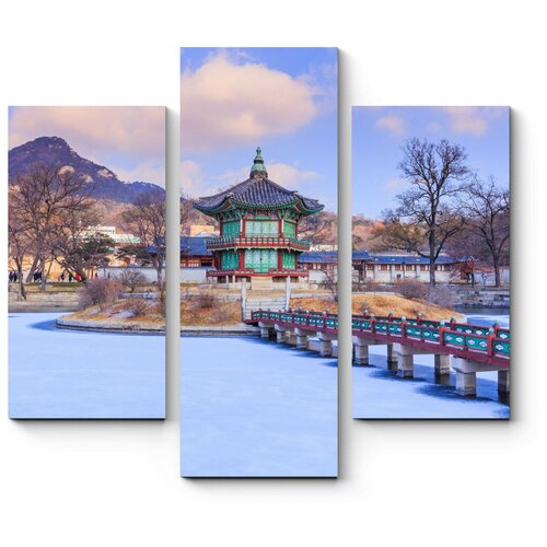 Модульная картина Кёнбоккун тихим зимним днем, Сеул 60x54