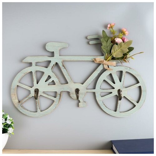 Крючки декоративные дерево "Велосипед с букетом цветов" 22х40х3,5 см
