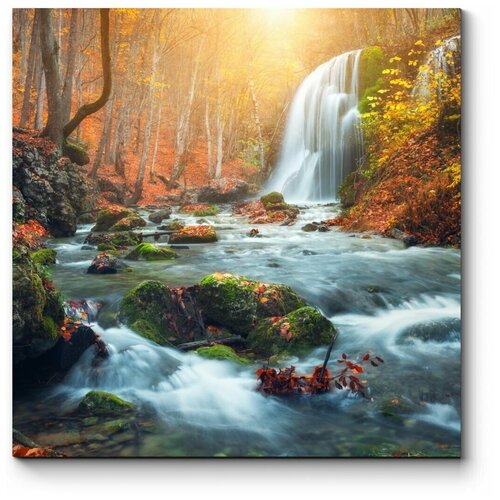 Модульная картина Прекрасный осенний водопад 90x90