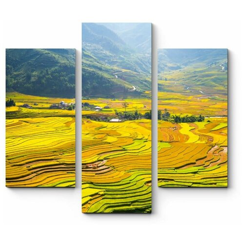 Модульная картина Рисовые поля у подножия гор Вьетнама 110x99
