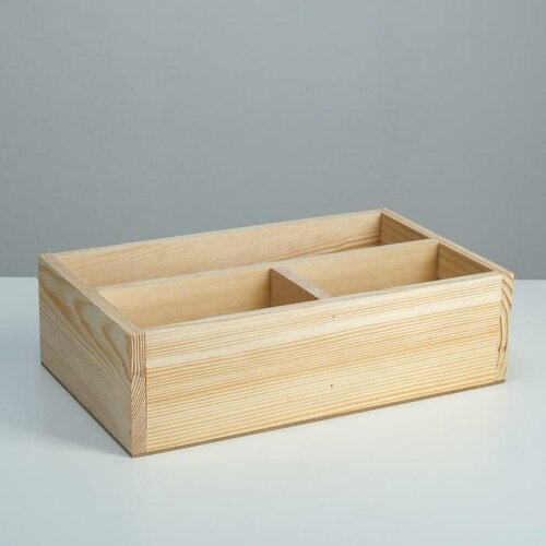 Дарим Красиво Ящик деревянный 34.5×20.5×10 см подарочный комодик, натуральный