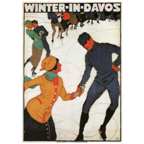 Постер / Плакат / Картина Зима в Давосе 50х70 см в раме