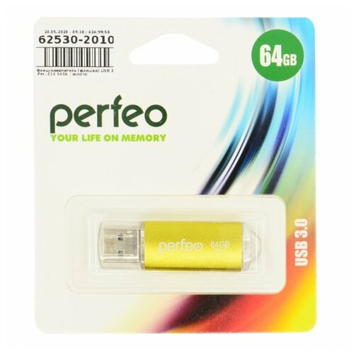 USB флешка Perfeo 3.0 64GB C14 Gold metal series