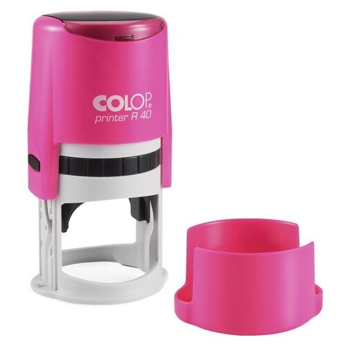 Оснастка для круглой печати автоматическая COLOP Printer R40, диаметр 41.5 мм, с крышкой, корпус розовый неон