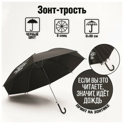 Зонт-трость Beauty Fox, полуавтомат, купол 91 см, 8 спиц, для женщин, черный