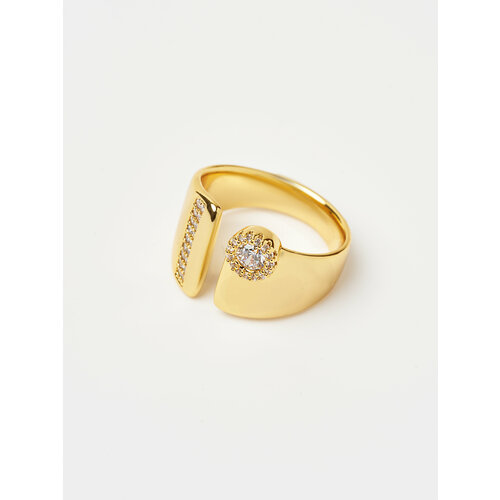 Кольцо Shine & Beauty, фианит, безразмерное, золотой