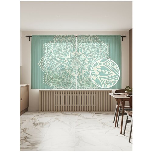 Тюль для кухни и спальни JoyArty "Ровный цветок", 2 полотна со шторной лентой, 145x180 см.