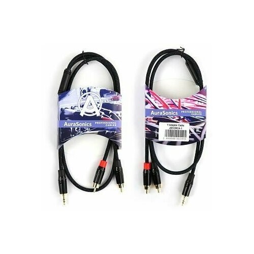 Аудио Y-кабель jack 3.5 -> 2 x RCA AuraSonics J35Y2RCA-1, 1м