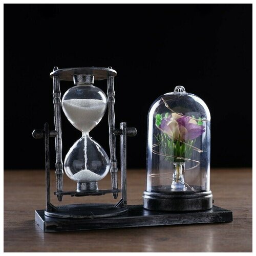 Песочные часы "Роза", сувенирные, с подсветкой, 15 х 9 х 14 см. Подарок женщине на день рождения / 8 марта