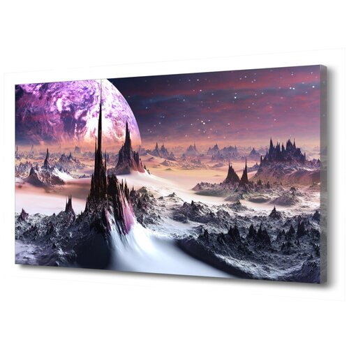 Картина на холсте "Космический пейзаж. Фентези." PRC-1548 (45x30см). Натуральный холст