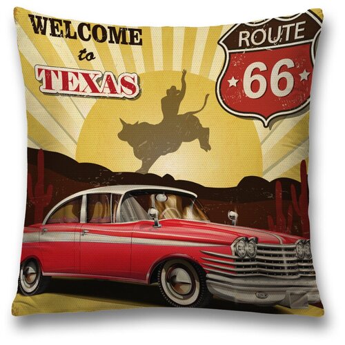 Наволочка декоративная на молнии, чехол на подушку JoyArty "Добро пожаловать в Техас" 45х45 см