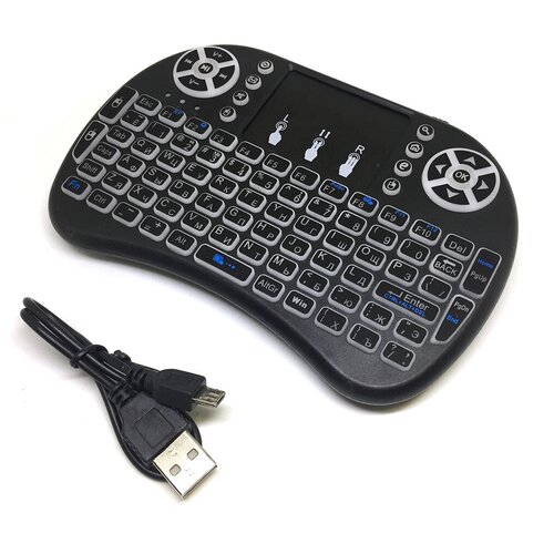 Мини клавиатура беспроводная Espada i8a Backlit Smart TV с подсветкой и тачпадом, USB, с аккумулятором, RUS