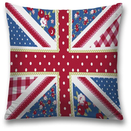 Наволочка декоративная на молнии, чехол на подушку JoyArty "Лоскутный флаг Англии" 45х45 см