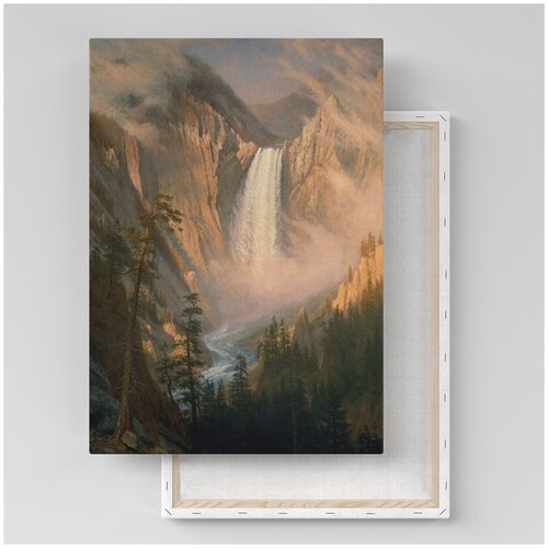 Картина на холсте с подрамником / Albert Bierstadt / Альберт Бирштадт - Нижний водопад, Йеллоустон