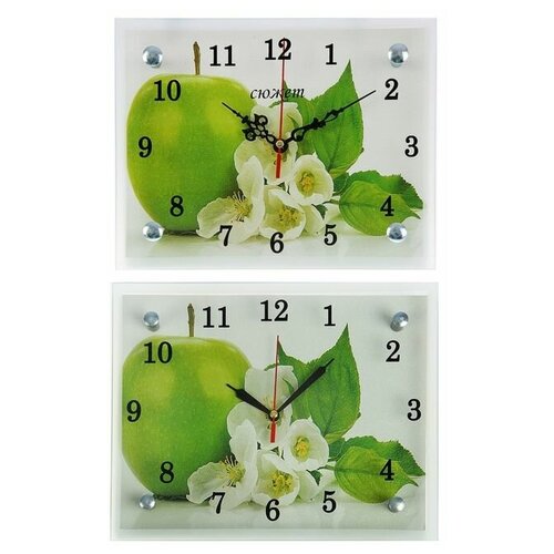 Часы настенные, серия: Кухня, "Яблоко", микс 20х25 см