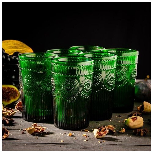 Набор стаканов Magistro «Ларго», 350 мл, 6 шт, цвет зелёный