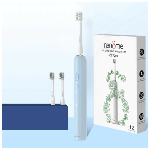 Электрическая звуковая зубная щетка Nandme NX7000-B2 (в комплекте две насадки), голубой