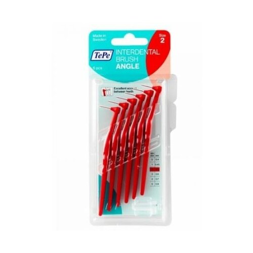 Межзубные ершики TePe Interdental Brush Original Размер 2 (0,5мм), красные, 6 шт, блистер