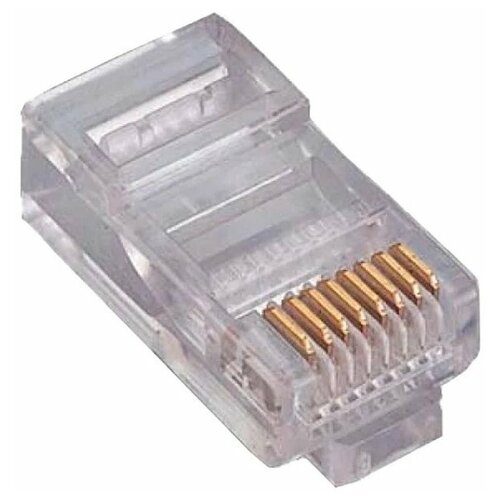 Коннектор NETLAN EC-UP8P8C-5E-003-TR-1000 RJ45/8P8C под витую пару, Кат.5e (Класс D), 100МГц, покрытие 3мкд, универс. ножи, неэкранир, уп. 1000шт