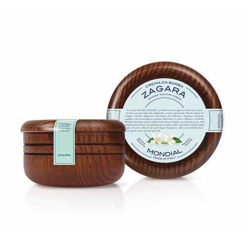 Крем для бритья Mondial "ZAGARA" с ароматом флёрдоранжа, деревянная чаша, 140 мл CL-140-Z