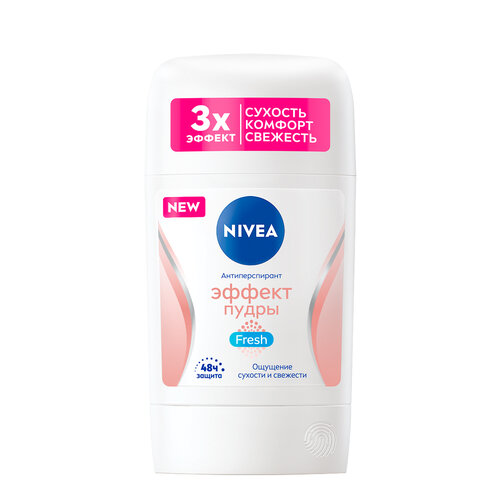 NIVEA Антиперспирант Эффект пудры Fresh, стик, флакон, 50 мл, 90 г, 1 шт.