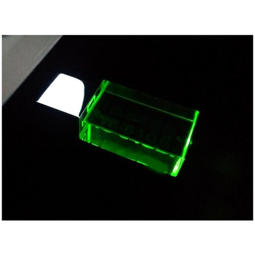 Прямоугольная стеклянная флешка под гравировку 3D логотипа (64 Гб / GB USB 2.0 Зеленый/Green cristal-01 apexto UL5030 LED)