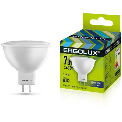 (Эл. лампа светодиодная JCDR 7Вт GU5.3 6500K 180-240В), ERGOLUX LED-JCDR-7W-GU5.3-6K (13 шт.)