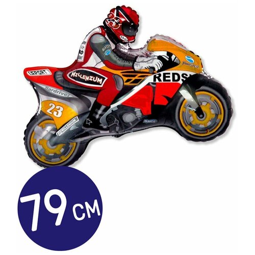 Воздушный шар фольгированный Flexmetal фигурный, Мотобайк/Мотоцикл, оранжевый, 79 см