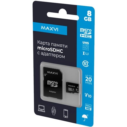Карта памяти Maxvi microSDHC 8Gb, V10