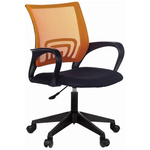 Кресло оператора Helmi HL-M95 R (695) "Airy", спинка сетка оранжевая/сиденье ткань TW черная, пиастра