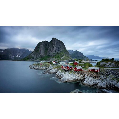 Картина на холсте 60x110 LinxOne "Лофотенские острова Норвегия" интерьерная для дома / на стену / на кухню / с подрамником