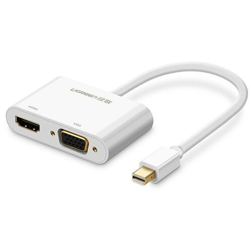 Переходник Ugreen MD108 (10427) Mini DisplayPort to HDMI VGA 2-in-1 Video Adapter 1080p белый