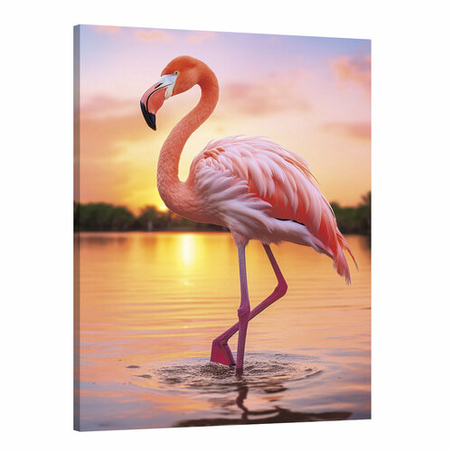 Интерьерная картина 50х70 "Волшебный поклон фламинго"