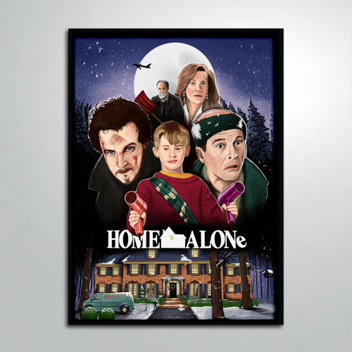 Постер в раме/Один дома Маколей Калкин Джо Пеши Рисунок Рождество Home Alone