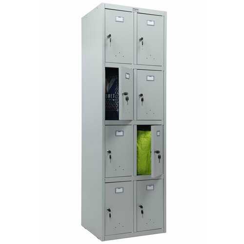 Шкаф металлический для раздевалок практик LS-24, шкаф локер, без полок, с ключевым замком, модульный, ВхШхГ: 1830х575х500 мм