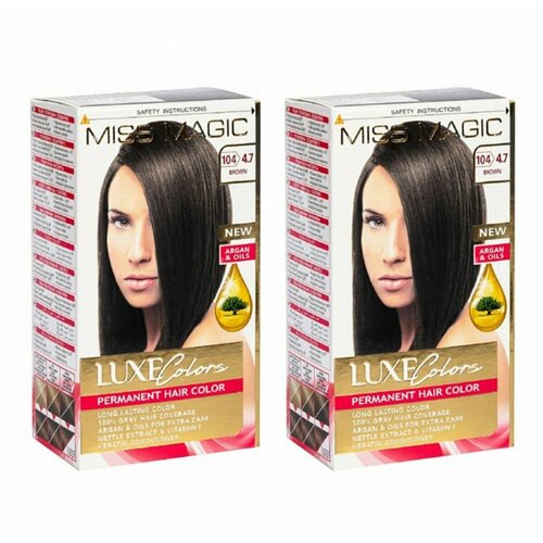 MISS MAGIC Краска для волос Luxe Colors, тон 104/4.7 Шоколад, 108 мл, 2 штуки/