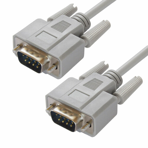 Модемный COM кабель 5 метров RS 232 DB9 серый провод для ПК