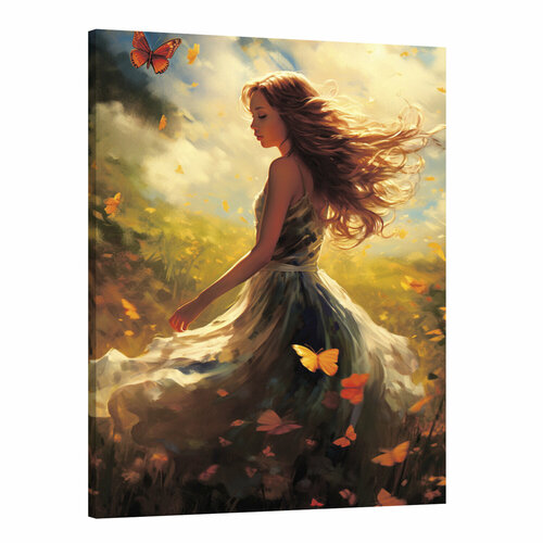 Интерьерная картина 50х70 "Страсть, которая дарит крылья девушке"