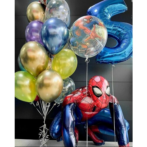 Композиция из шаров на день рождения «Человек - Паук»