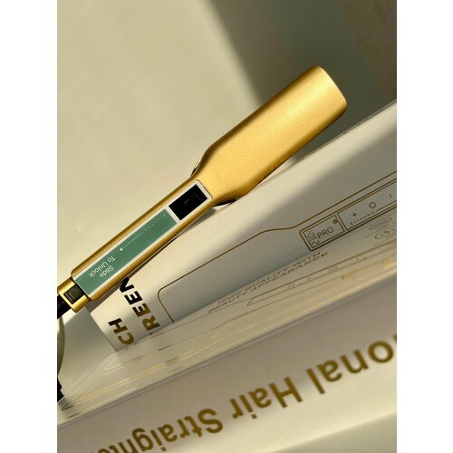 Выпрямитель Утюжок для кератина ботокса широкие титановые пластины Professional Hair , TouchScreen , золотой блеск