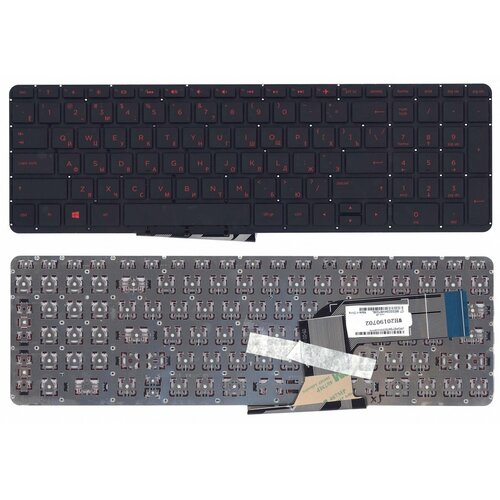 Клавиатура для HP Pavilion 15-P000 черная с красной подсветкой