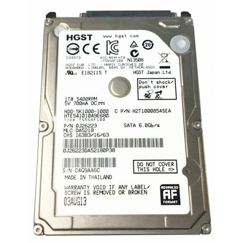 Жесткий диск Hitachi HTE541010A9E680 1Tb 5400 SATAIII 2,5" HDD