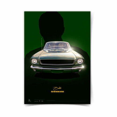 Плакат Ford Mustang GT Steve McQueen "Bullitt" 50х70 см / постер на стену