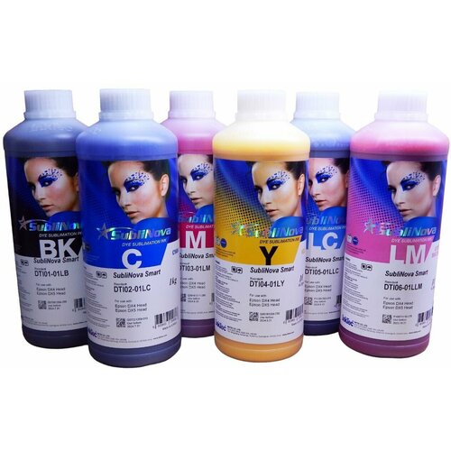 Комплект из 6 цветов сублимационных чернил для Epson Piezo, в бутыли 1л, InkTec серия DTI Sublinova